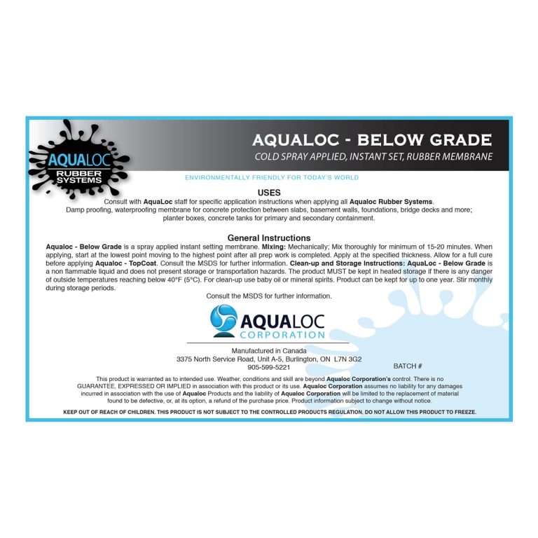 Below Grade/Damp Proofing - Aqualoc Canada